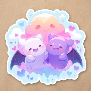 Kawaii Aesthetic Halloween Vinyl Sticker Adorable Anime Bats - Etsy