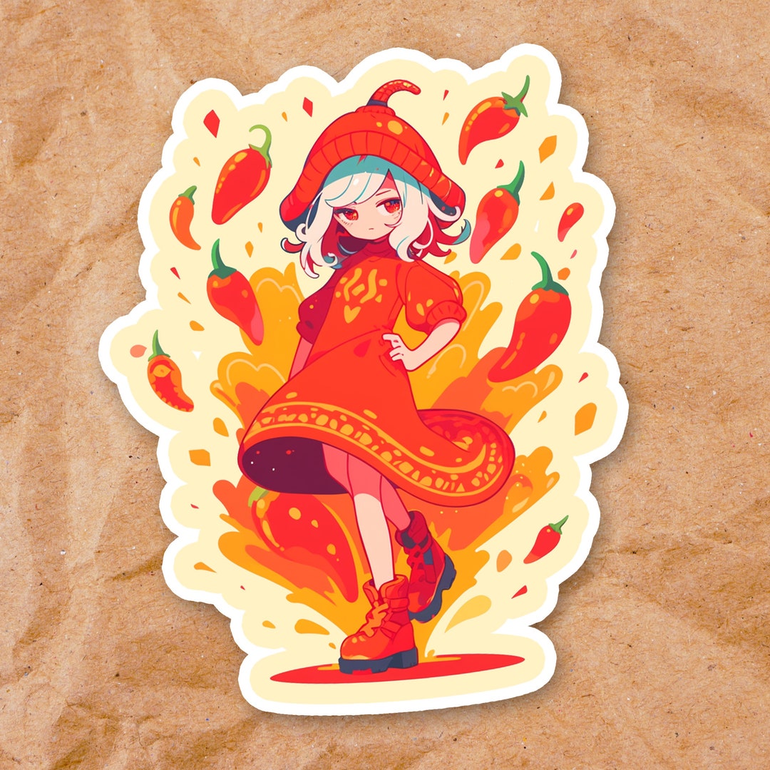 Waterproof Vinyl Decal Fire Pepper Anime Girl Hydro Flask - Etsy