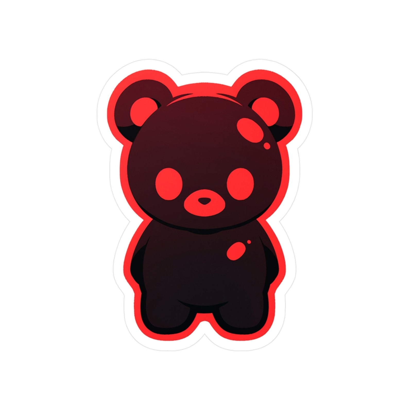 Kawaii Introverted Goth Bear Vinyl Sticker Adorable Teddy - Etsy