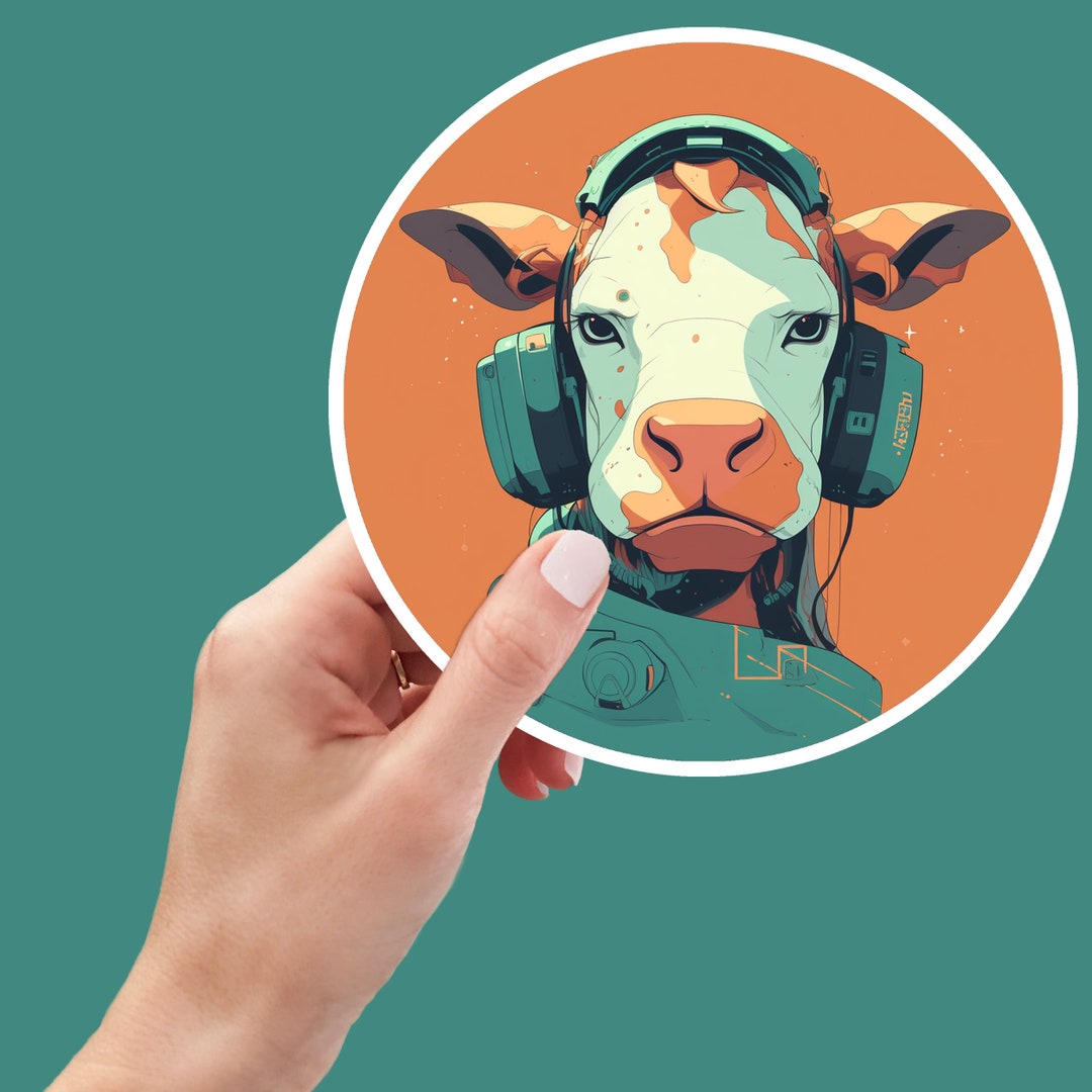 Lofi Anime Cow Waterproof Vinyl Decal Hydro Flask Street Art Sticker ...