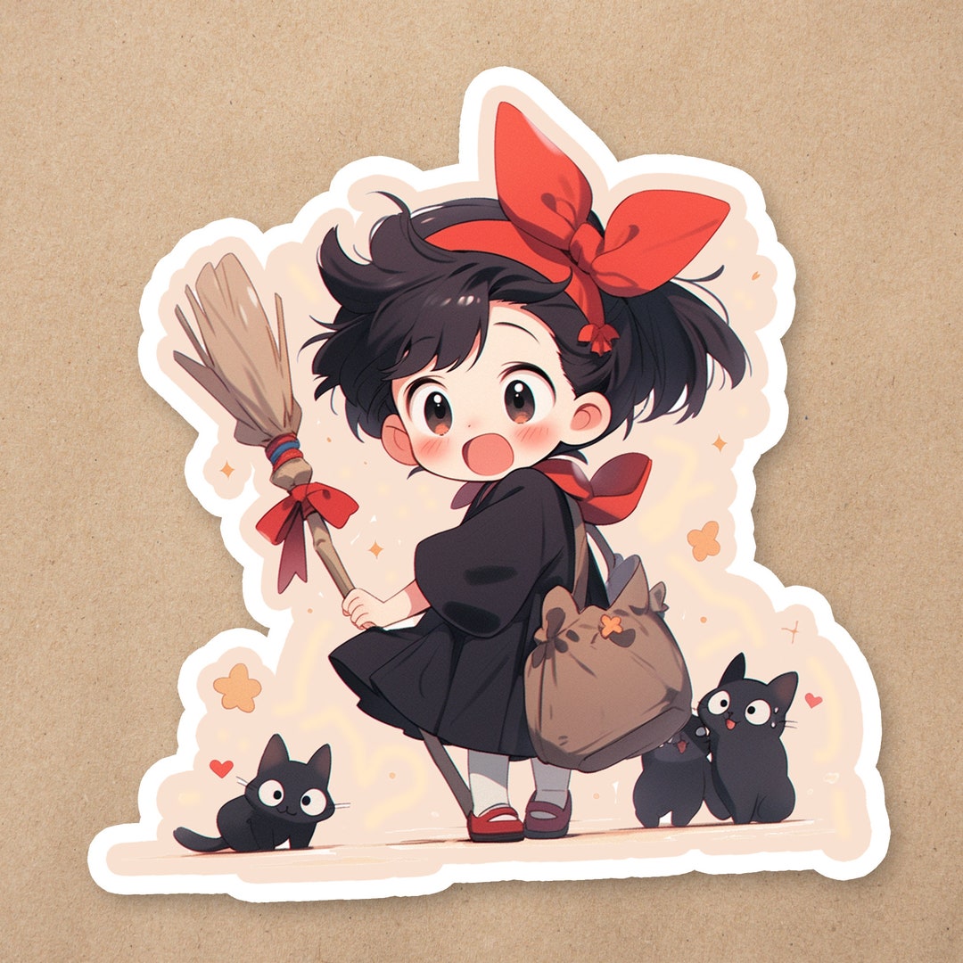 Kawaii Studio Ghibli Kiki Waterproof Vinyl Decal Hydro Flask Excited ...