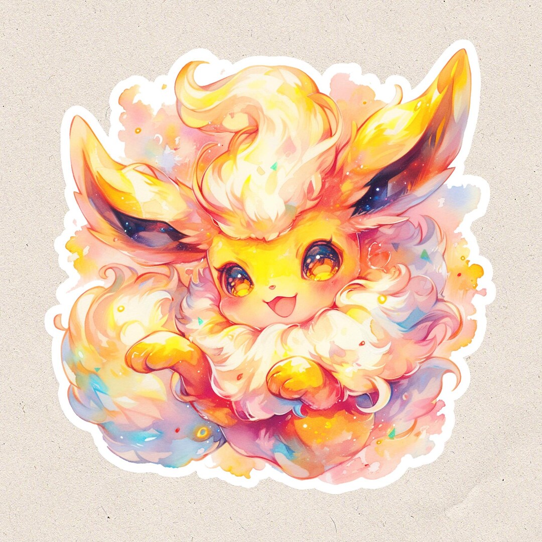 Cute Flareon Eeveelution Pokemon Vinyl Sticker | Waterproof Matte Decal ...