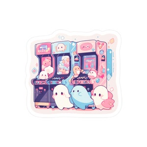 Kawaii Ghosts Go to the Arcade Waterproof Vinyl Decal Hydro Flask Cute ...