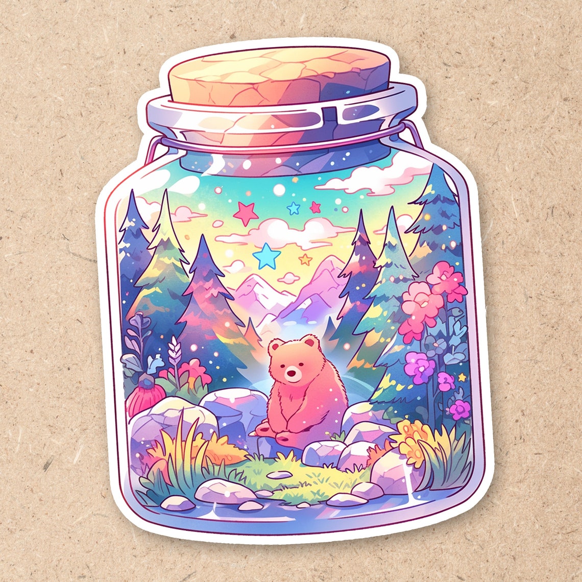 Kawaii Glass Jar World Vinyl Sticker Adorable Pastel Forest - Etsy