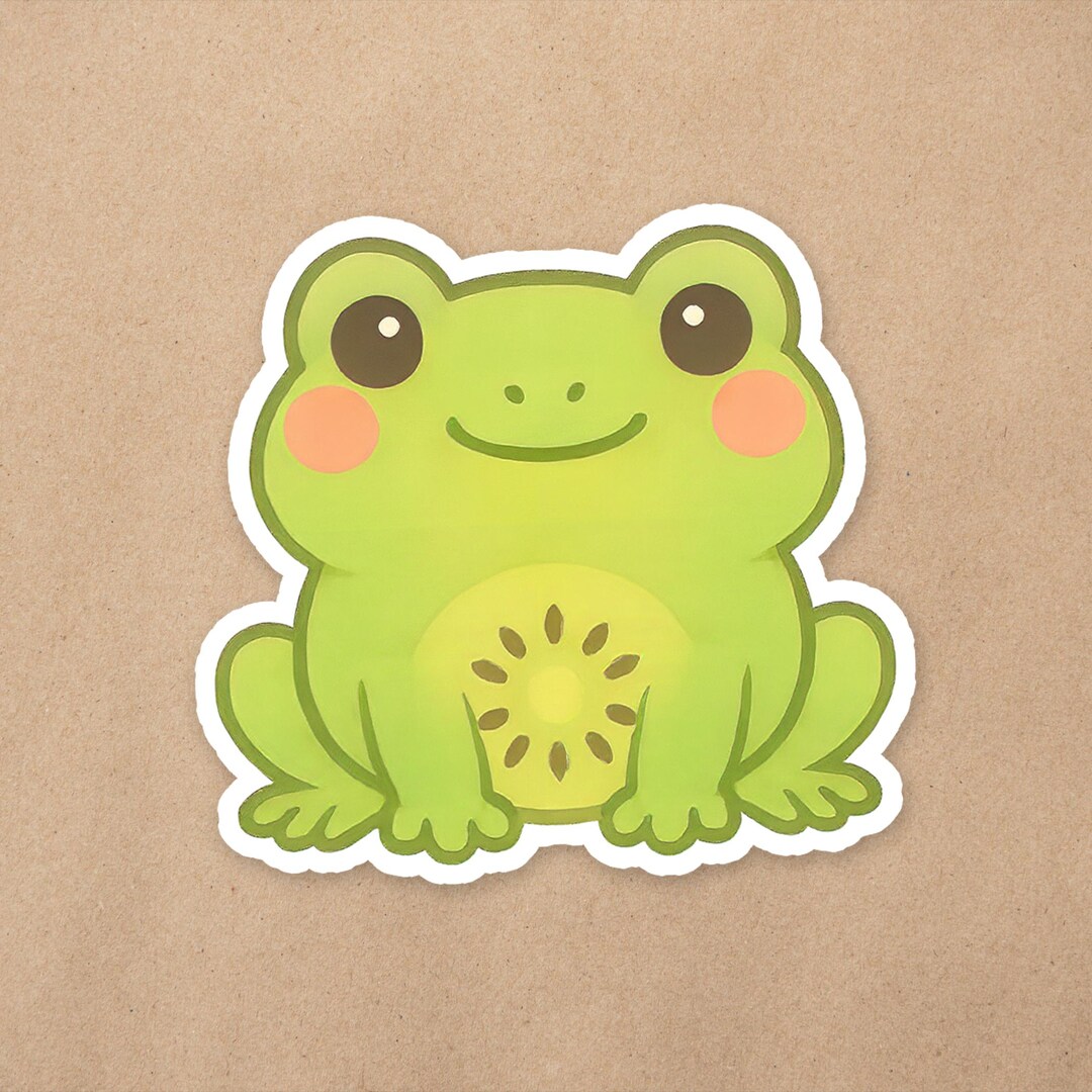 Kawaii Kiwi Fruit Frog | 2 Inch Vinyl Sticker | Laptop Decal | Cute ...