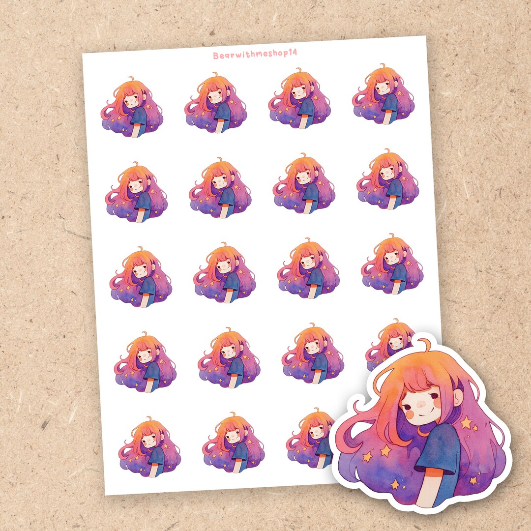 Happy, Content, Sweet Girl, Emoti Magical Kawaii Dreamy Watercolor ...