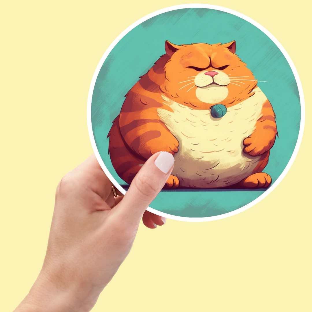 Orange Fat Cat Waterproof Vinyl Decal Hydro Flask Cat Lover Sticker ...