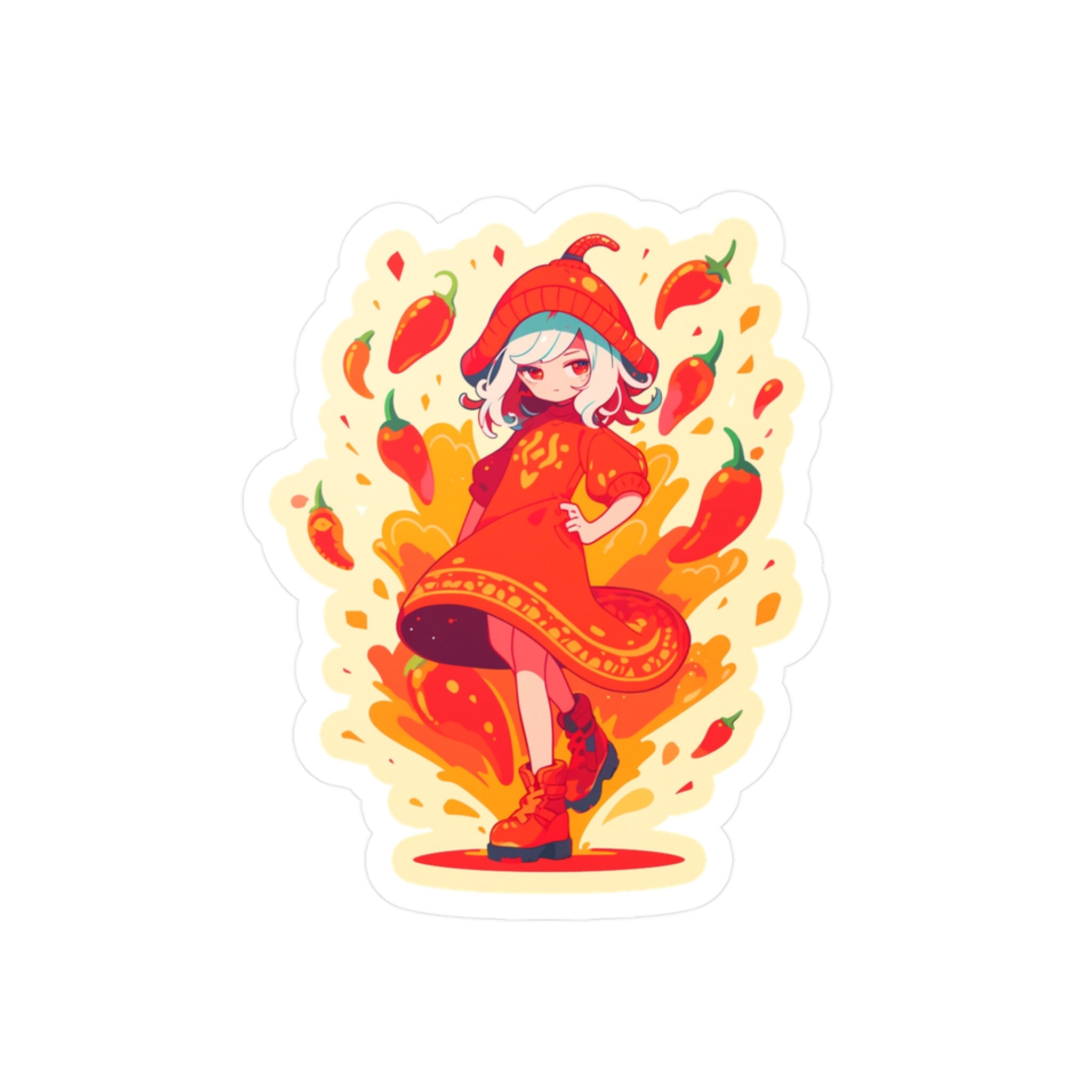 Waterproof Vinyl Decal Fire Pepper Anime Girl Hydro Flask - Etsy