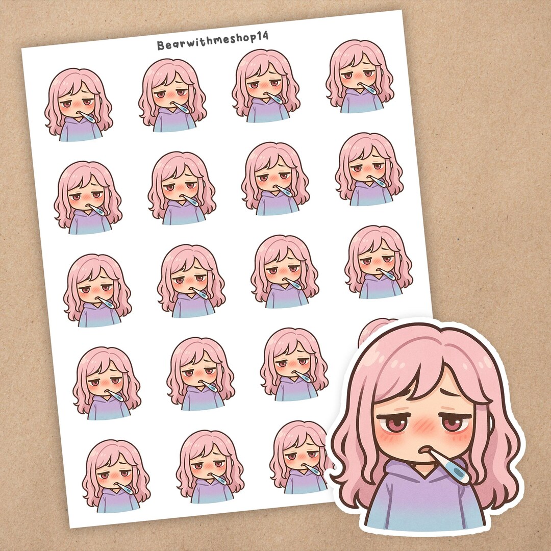 Sophie is Sick | Cute Pastel Pink Chibi Functional Emoti Planner ...