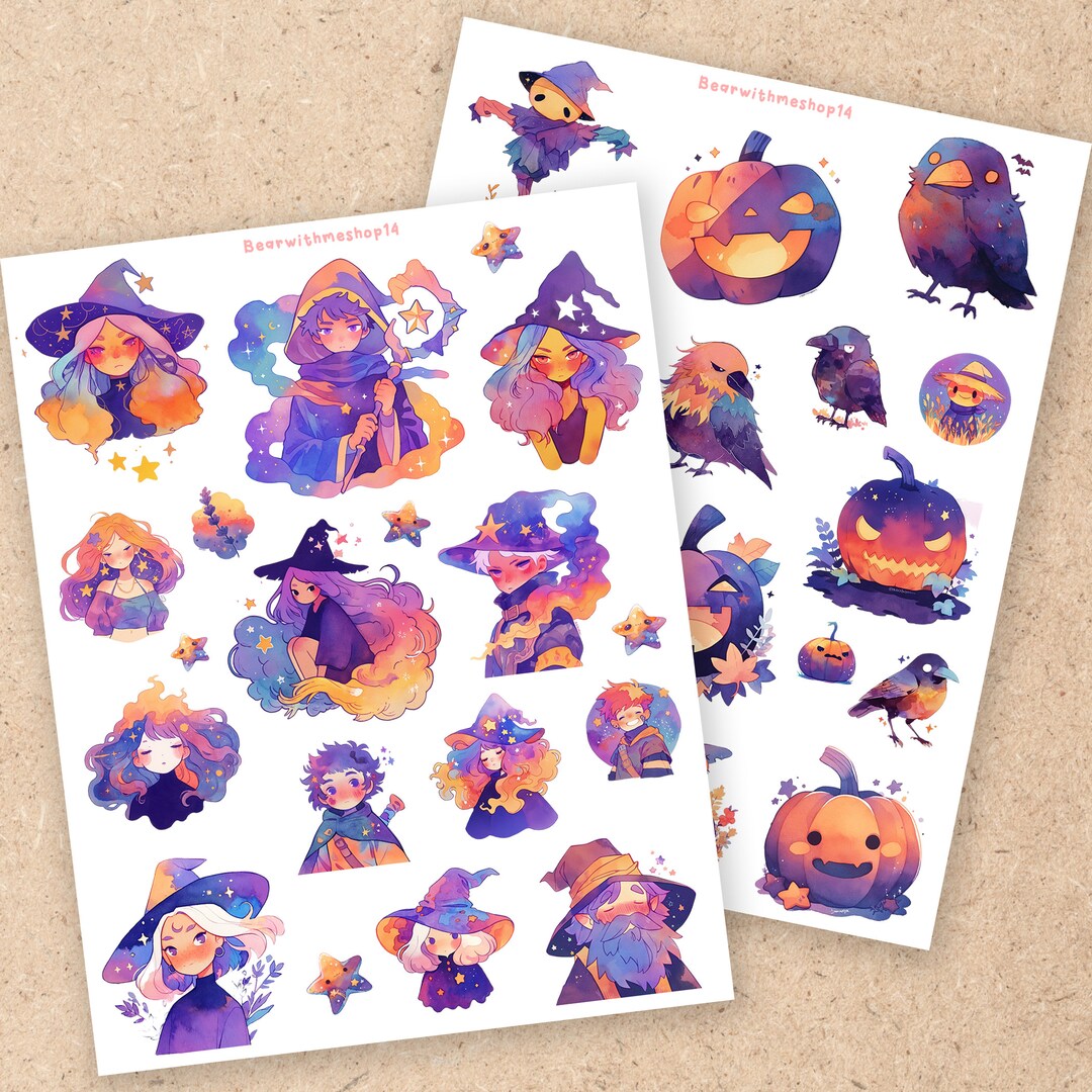 Fall Halloween Witch Planner Stickers, Bullet Journal Stickers, Cute ...