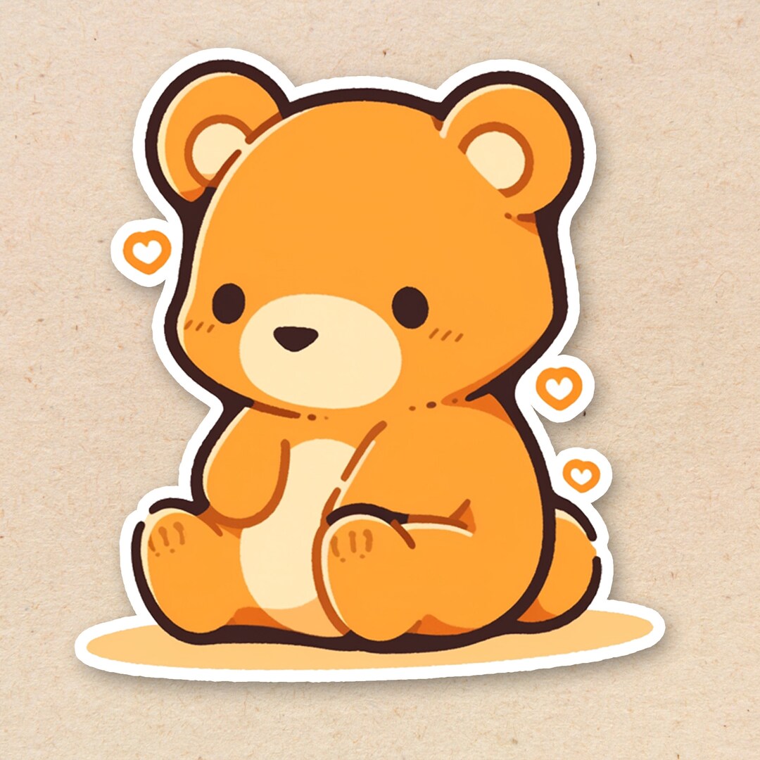 Kawaii Content Bear Vinyl Sticker Adorable Teddy Bear Girl Laptop ...