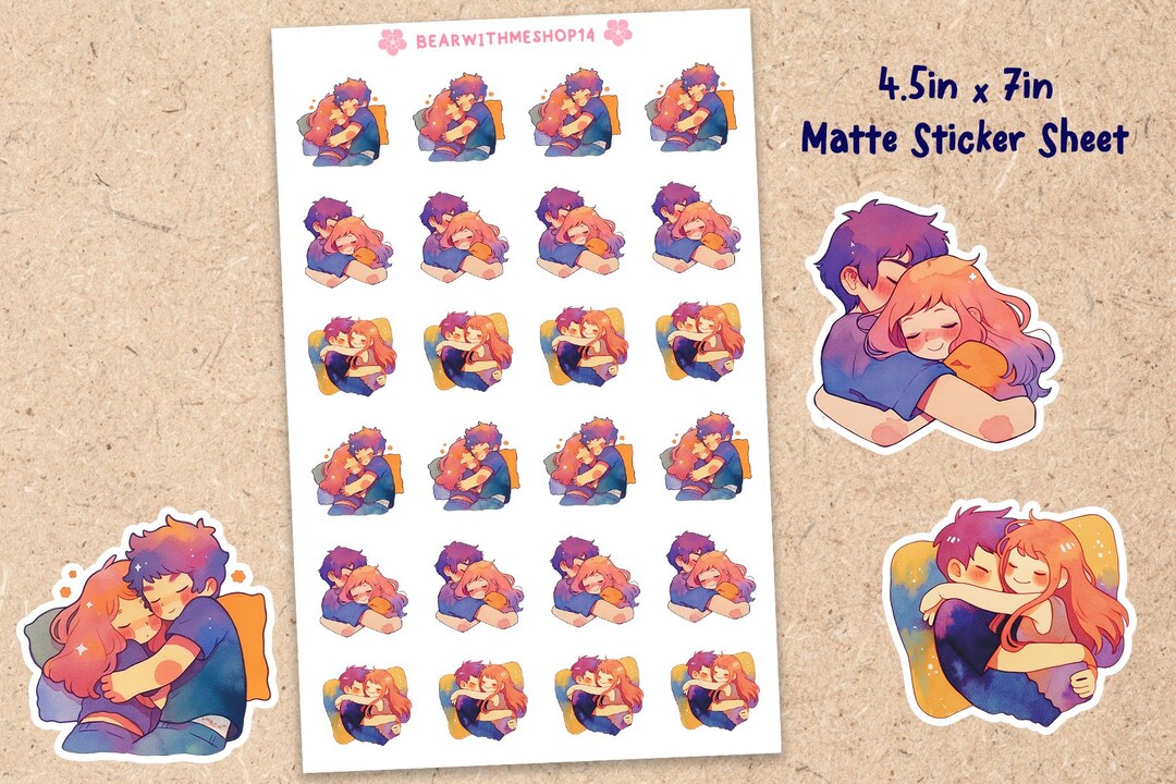Matte Sticker Sheet Couples Cuddling, Love, Romance, Cozy, Hugs ...