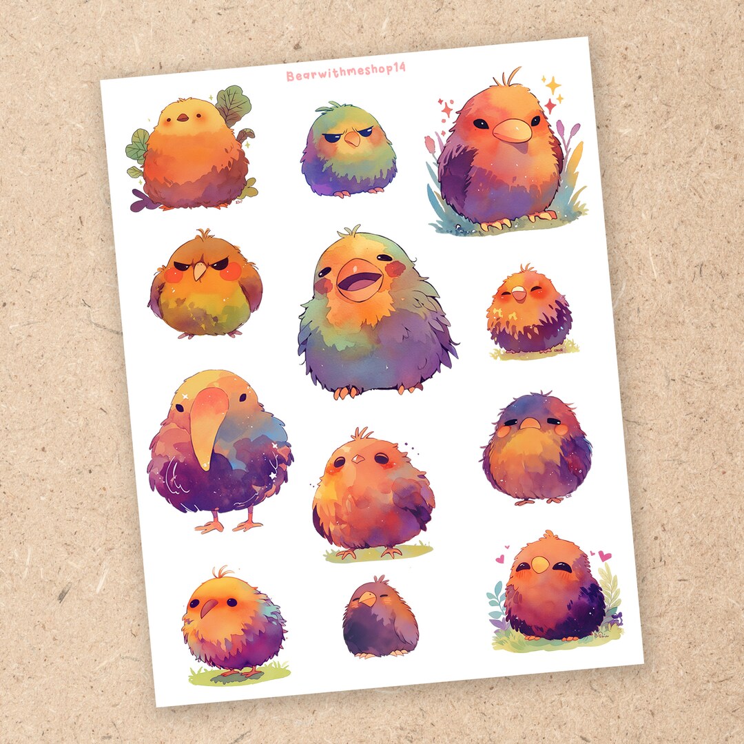 Adorable Kiwi Bird Deco Planner Stickers, Bullet Journal Stickers ...