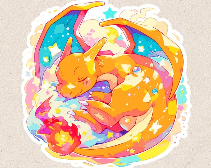 Cute Charizard Pokemon Vinyl Sticker | Waterproof Matte Decal, Kawaii ...