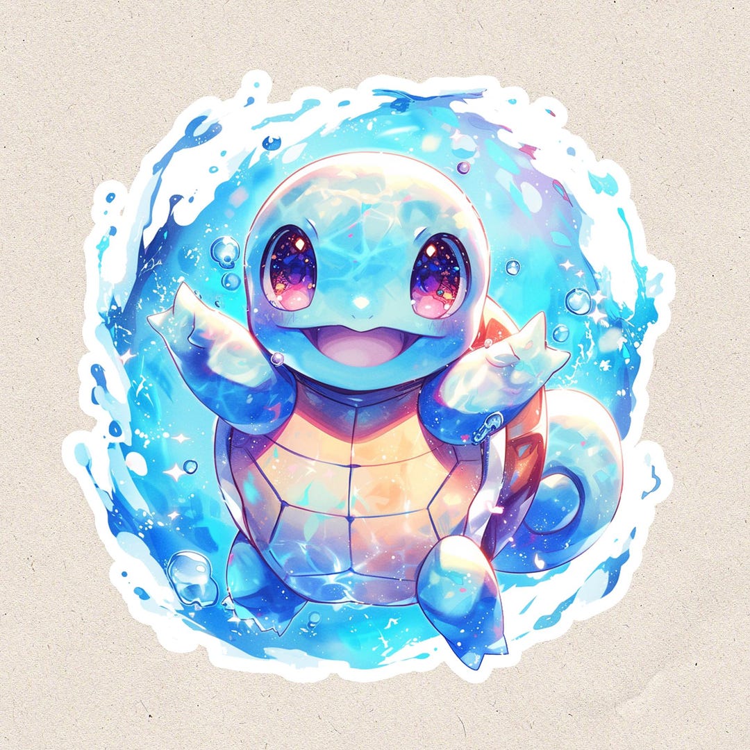 Cute Squirtle Pokemon Vinyl Sticker | Waterproof Matte Decal, Kawaii ...