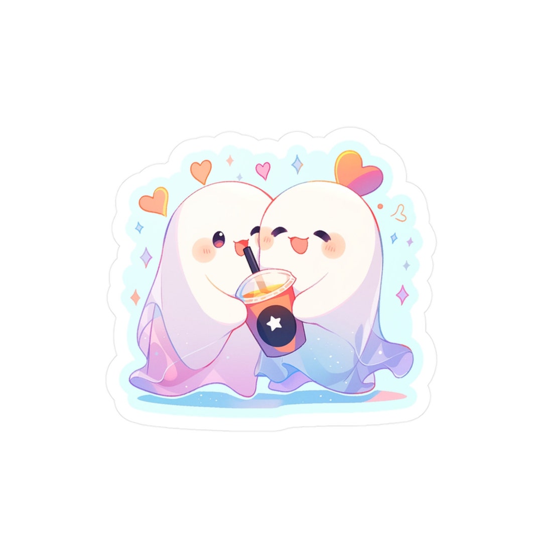 Kawaii Halloween Vinyl Sticker Adorable Ghost Besties - Etsy