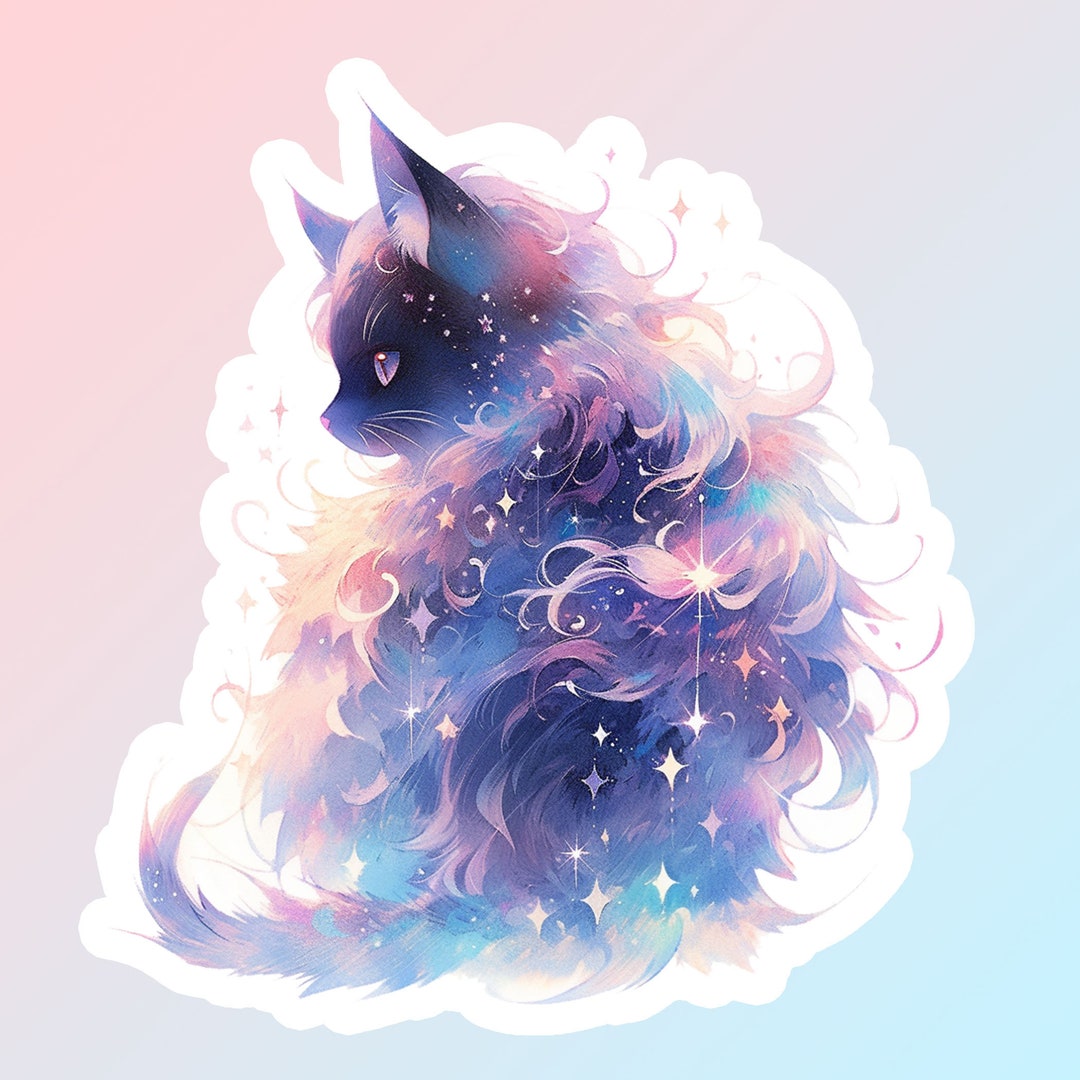 Kawaii Galaxy Cat Waterproof Vinyl Decal Hydro Flask Fantasy - Etsy