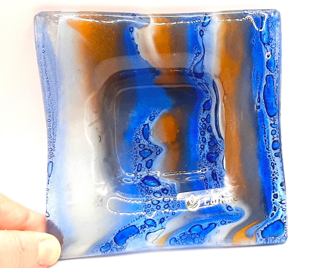 Art Glass Trinket Dish... Seaside Colours... Beach & Sea... Lafiore ...