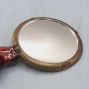 C.1990s Vintage Japanese Hand Mirror... Signed 'chico's'... Dark ...
