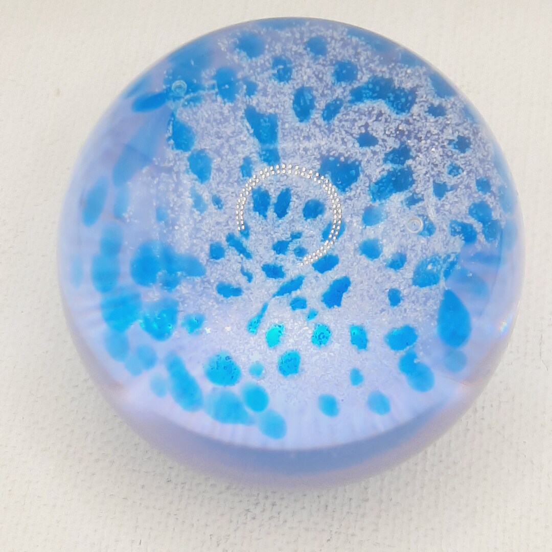 Vintage Signed Glass Paperweight... Lilac & Blue... Marked LUG LUC - Etsy