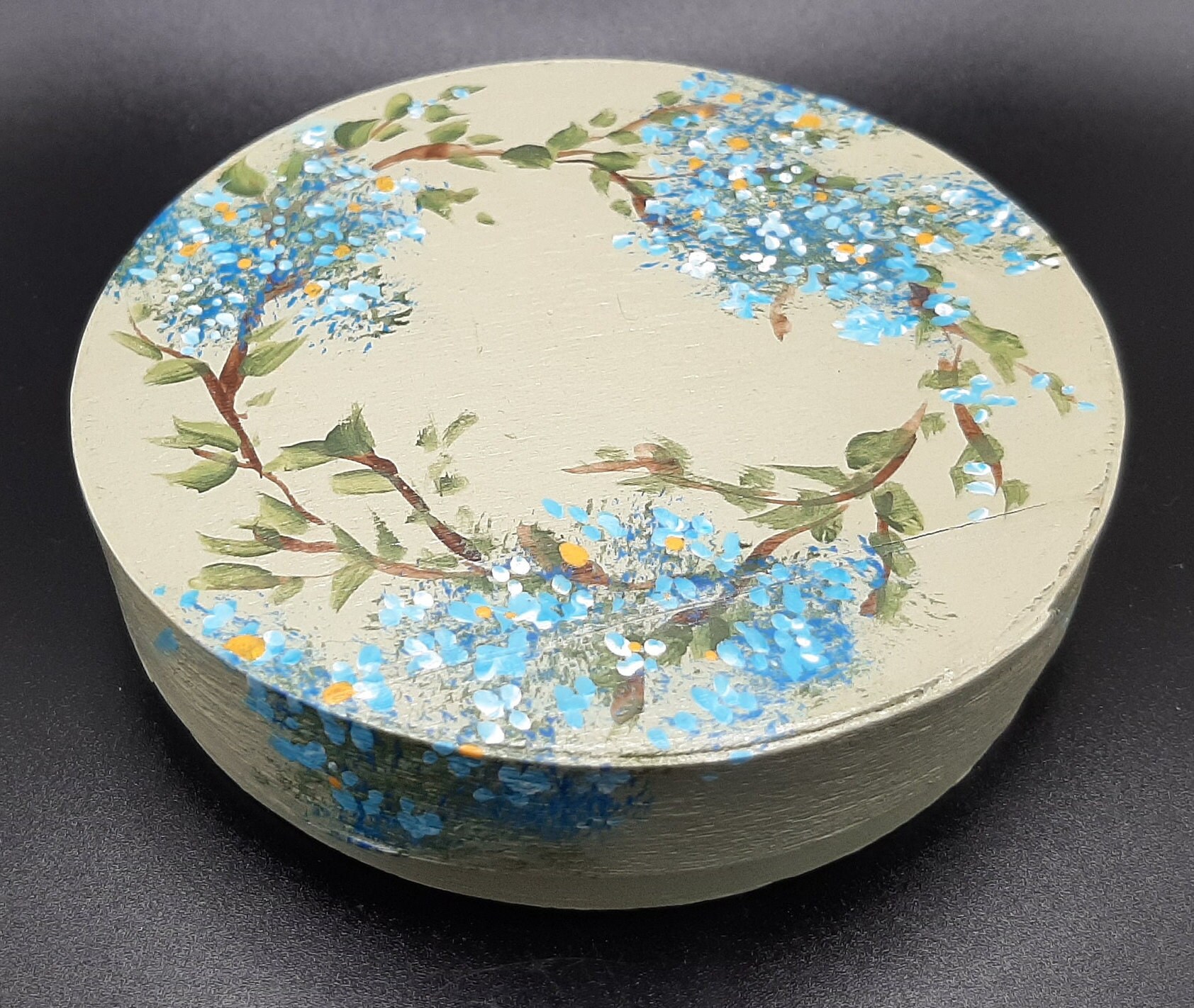 Vintage Painted Cheese Box... Hand Painted Blue Blossom - Etsy