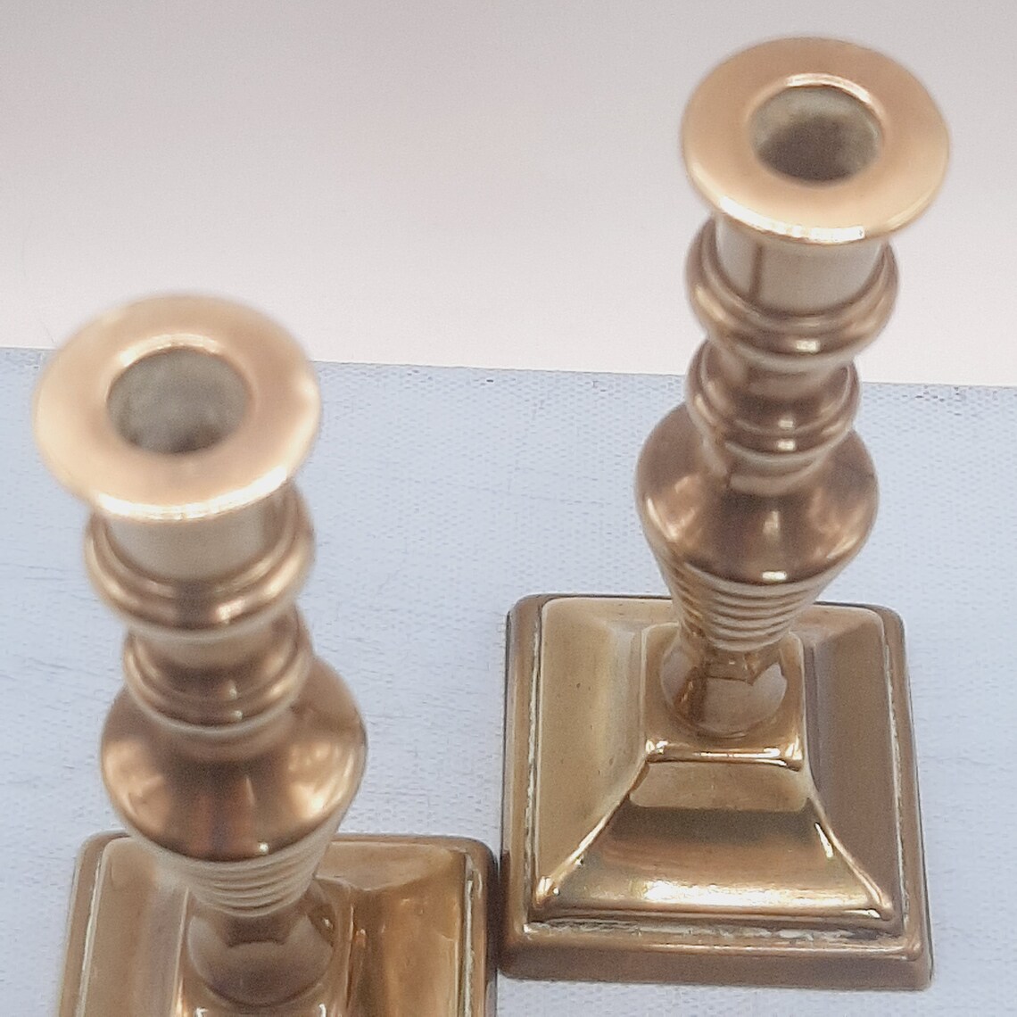 Pair Miniature Brass Candlesticks... Vintage Candle Holders... Small ...