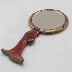 C.1990s Vintage Japanese Hand Mirror... Signed 'chico's'... Dark ...