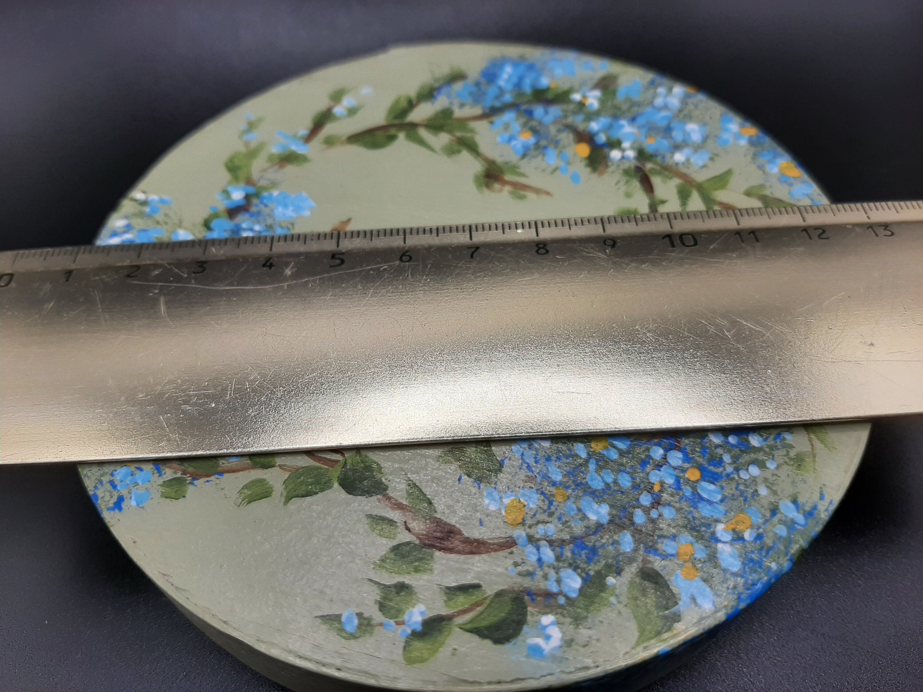 Vintage Painted Cheese Box... Hand Painted Blue Blossom - Etsy