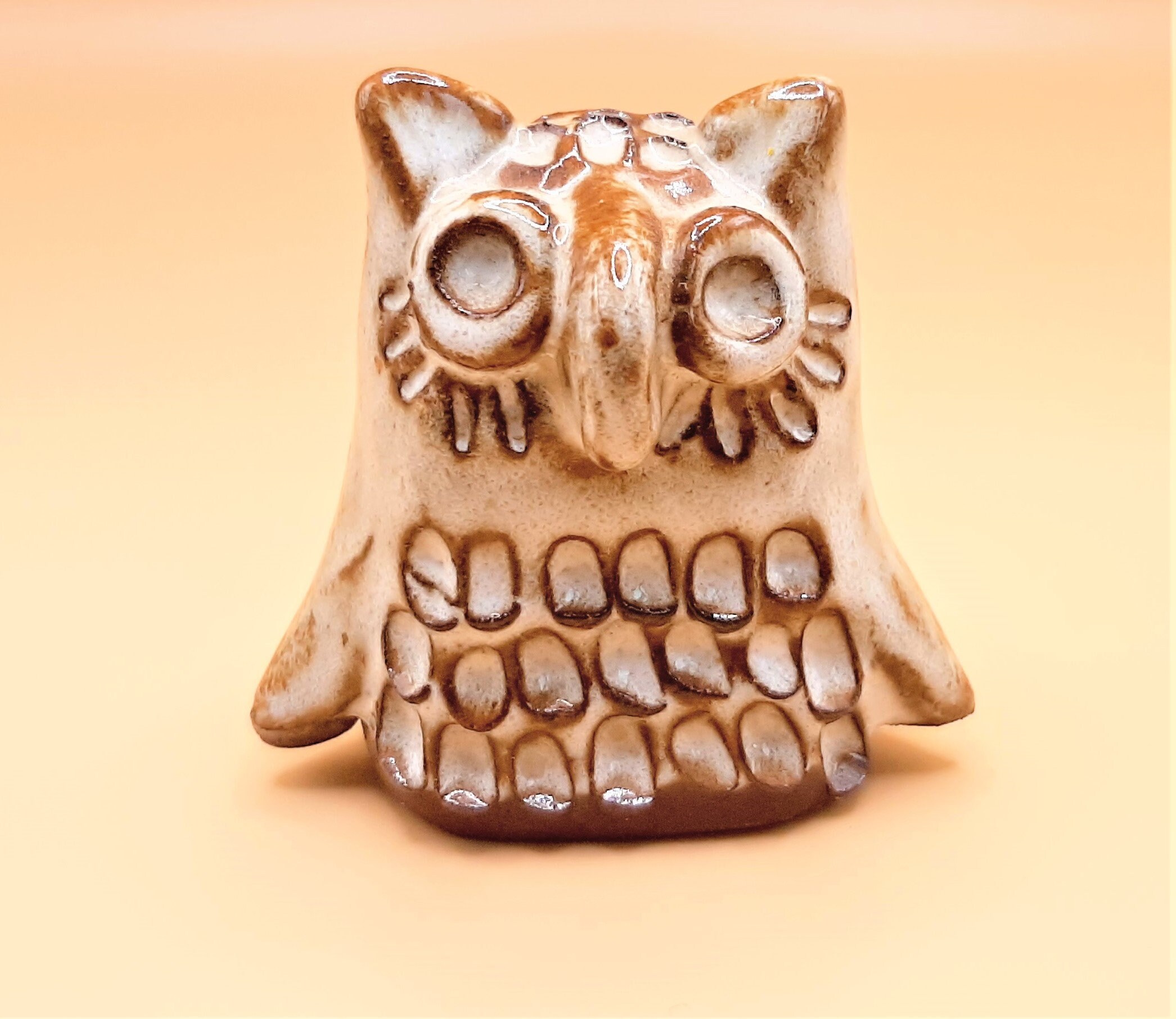 Studio Pottery Owl Ornament... Signed 'caton'... Handmade Art Pottery ...