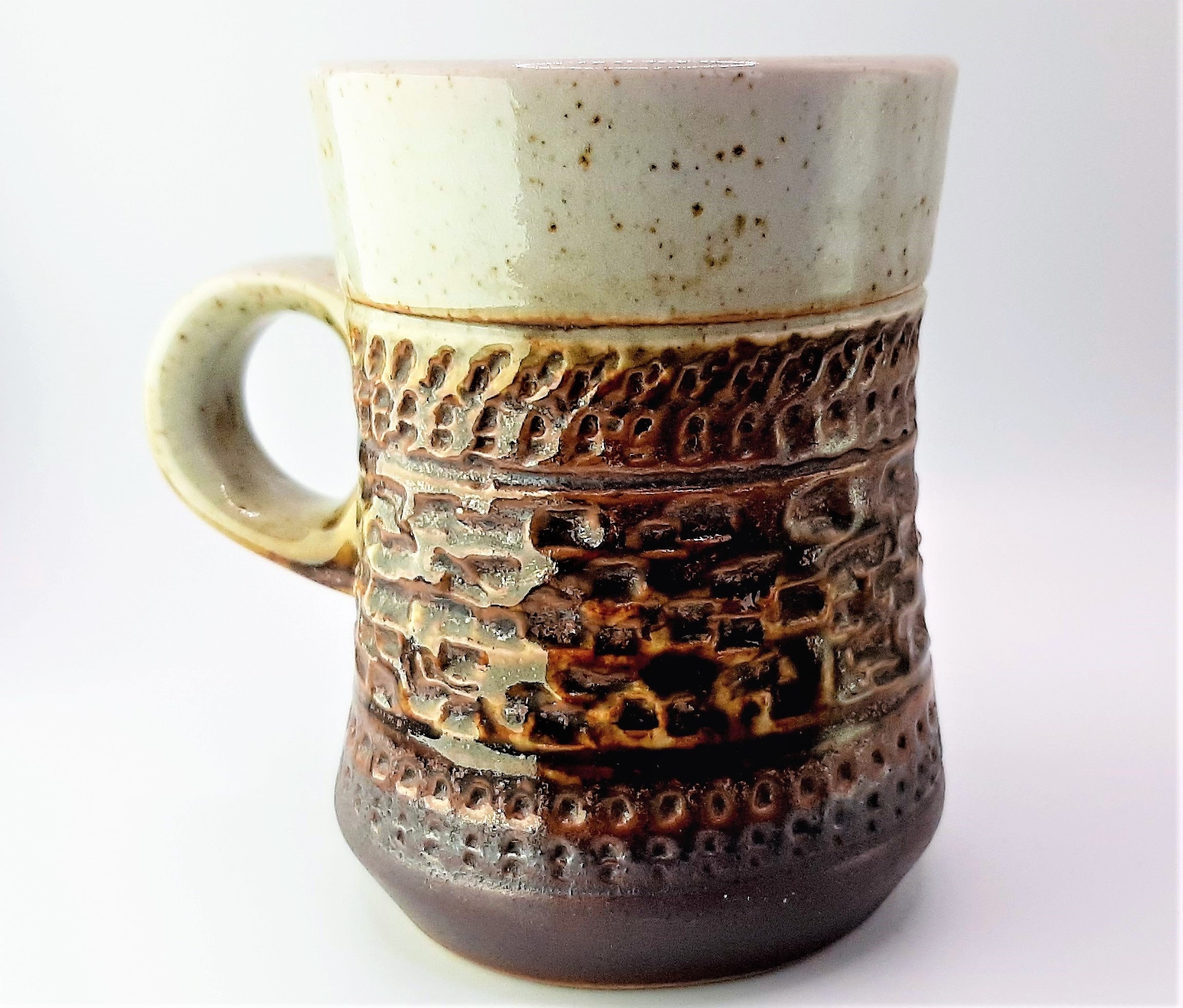 Vintage Rustic Stoneware Mug... 1970s Studio Pottery... Muted Shades of ...