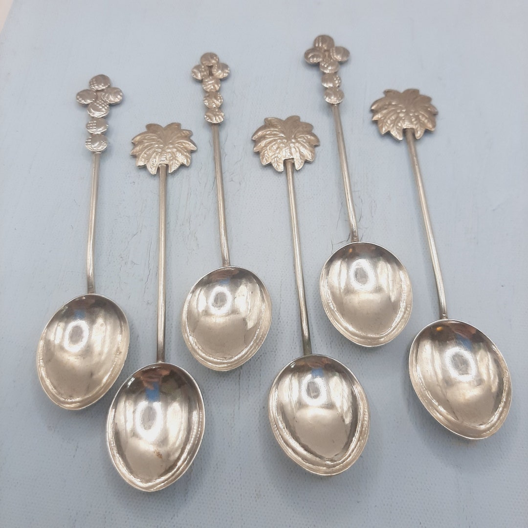 Vintage Palm Tree & Cross Coffee Spoons... Christian Religious ...