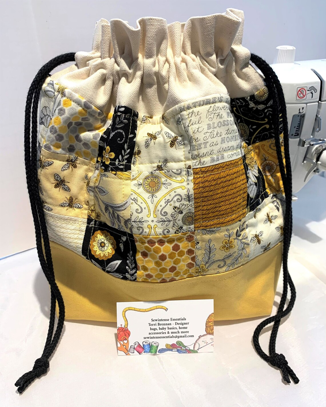 Bee Quilted Drawstring Bag - Etsy UK