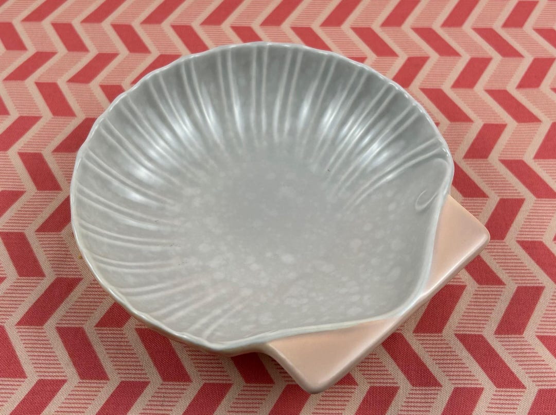 1950s Poole Pottery Clam Scallop Shell Dish / Pink and Grey / Mid ...