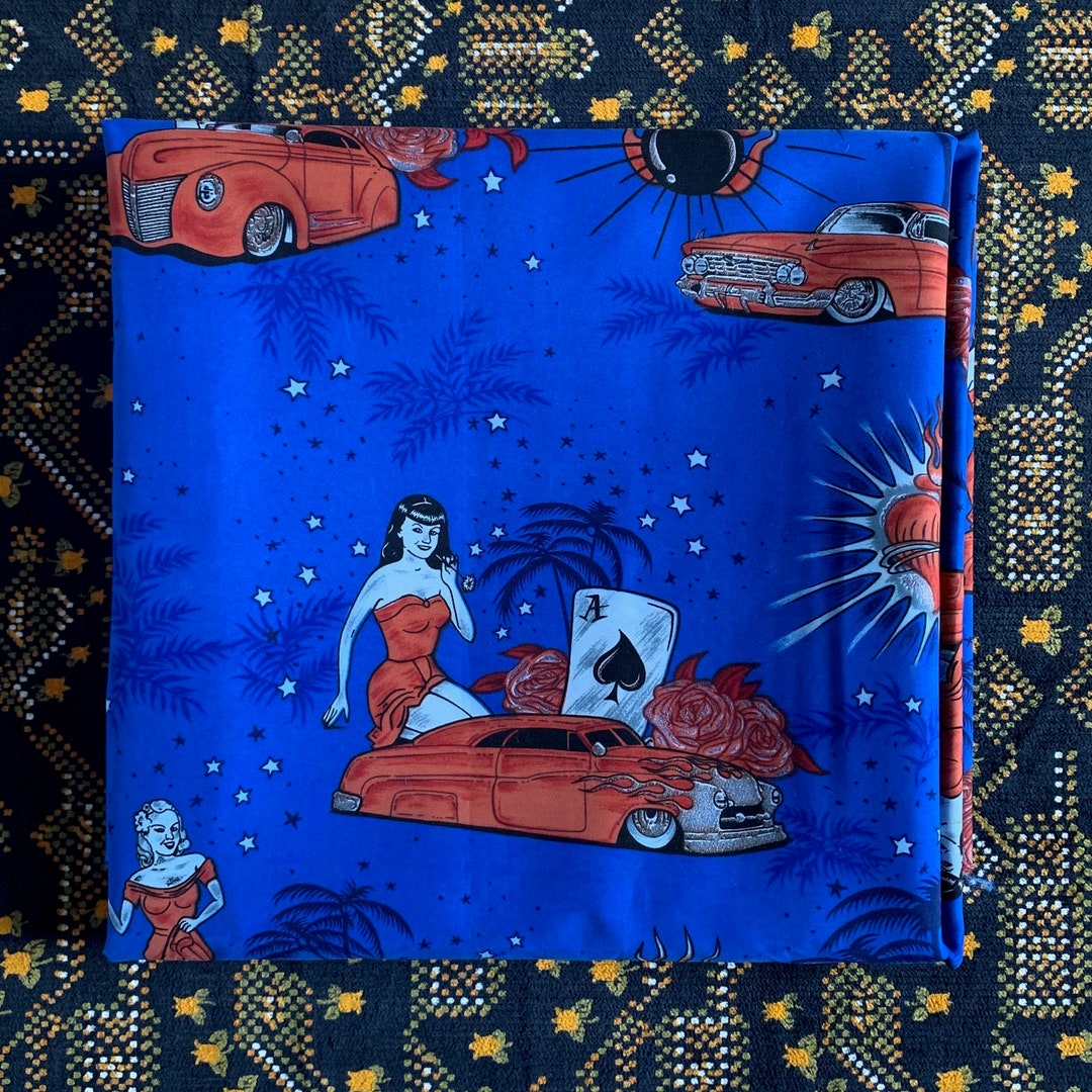 Rockabilly Pin-up Girl Fabric / Made by Hoffman International Fabrics ...