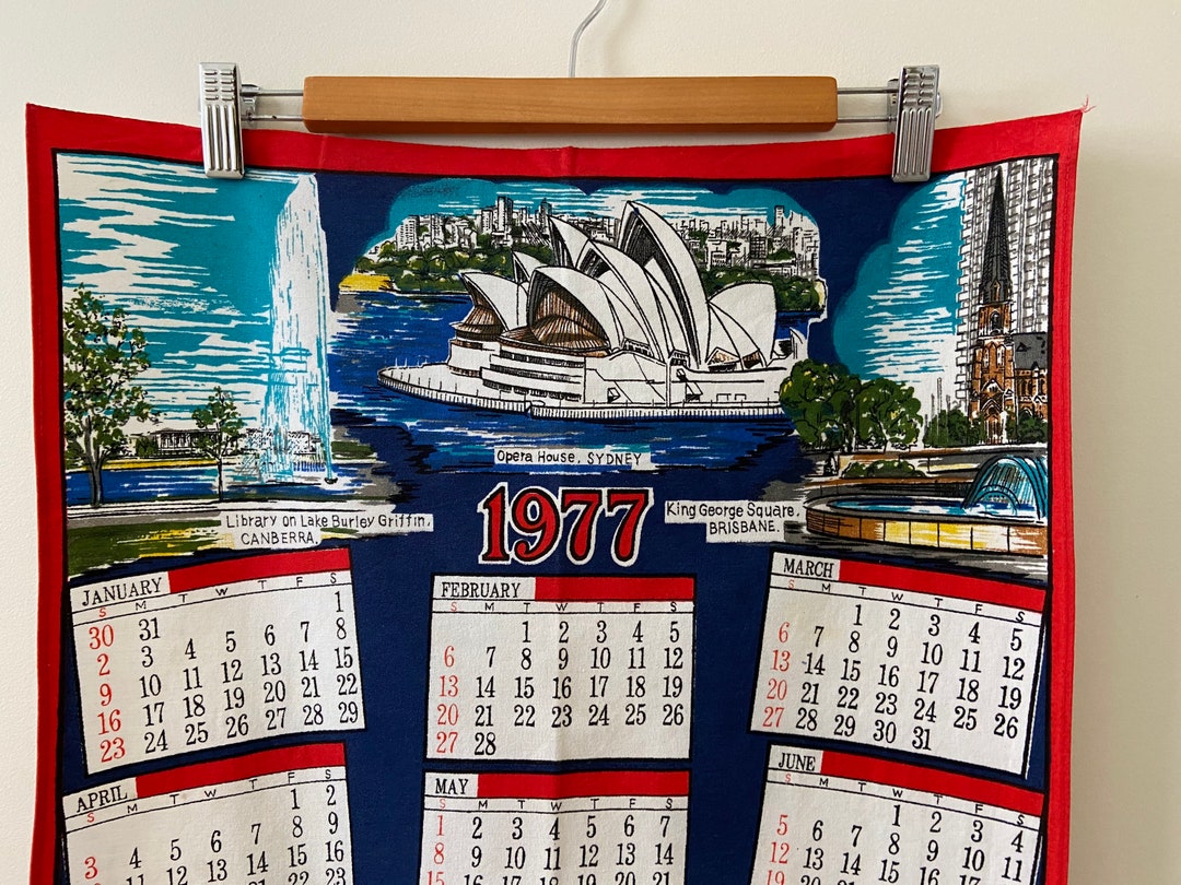 1977 Australian Souvenir Calendar Tea Towel / Sydney Opera House, Myer ...