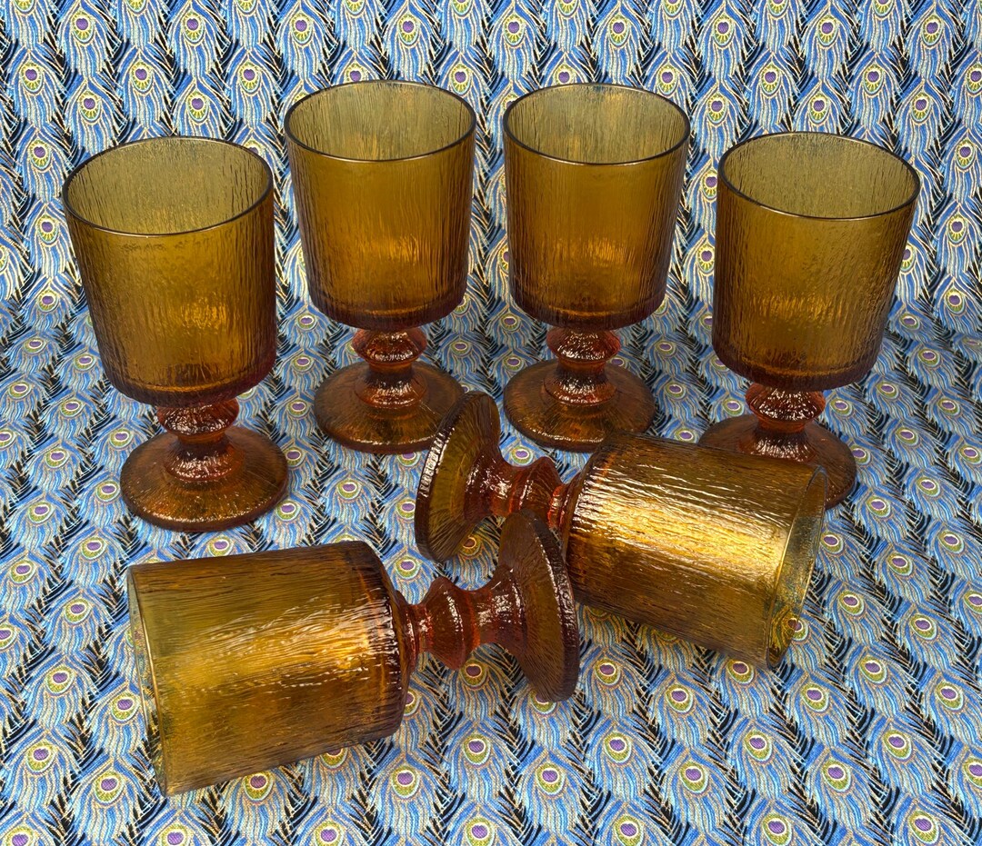 Vintage Amber Wine Glasses (set of 6) / Ravenhead Siesta / Made in ...