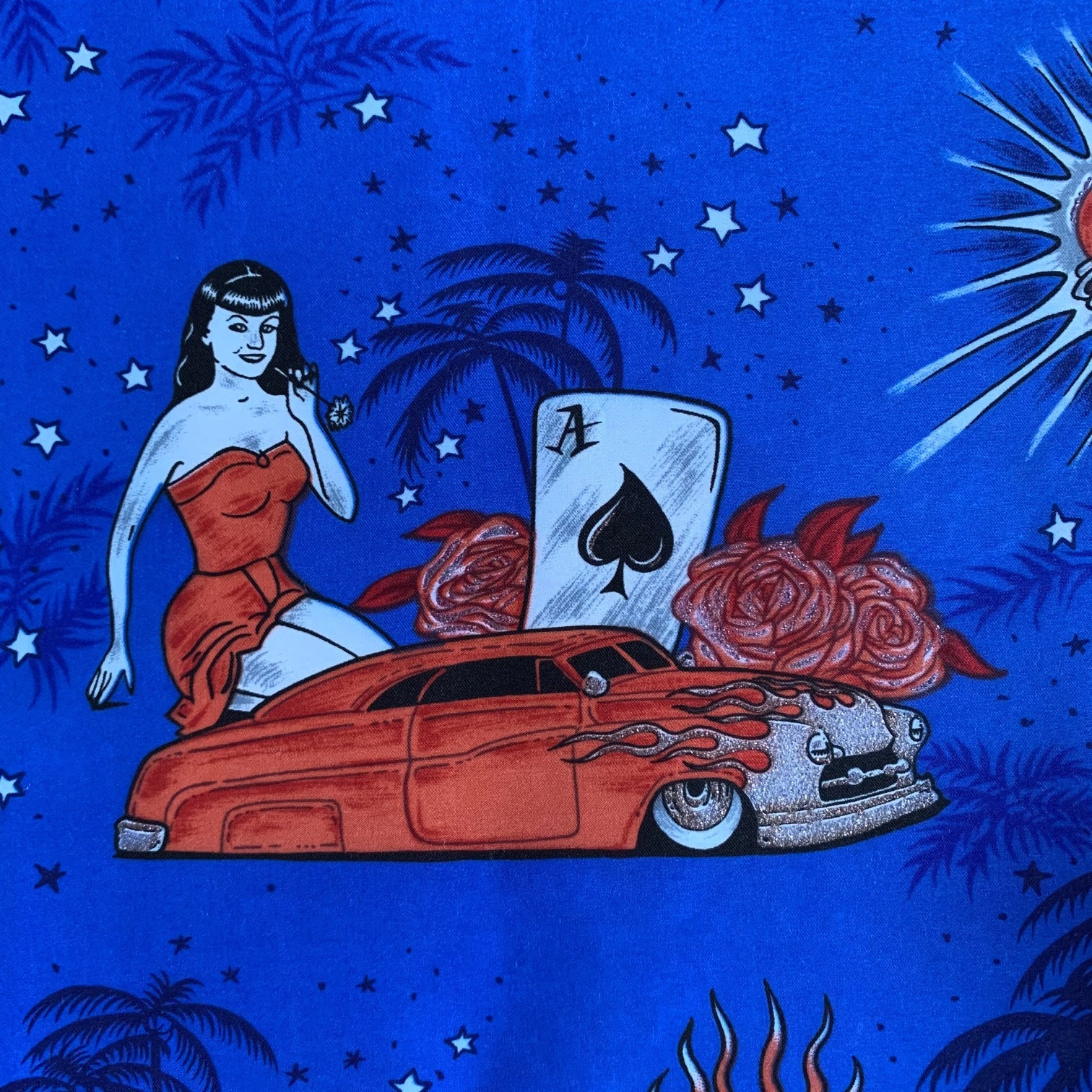 Retro Rockabilly Pin-up Girl Fabric / 2000 / Made by Hoffman | Etsy