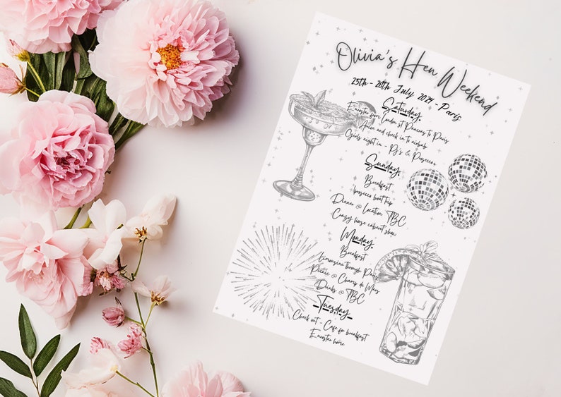 Hen Party Itinerary Template and Packing List - Etsy