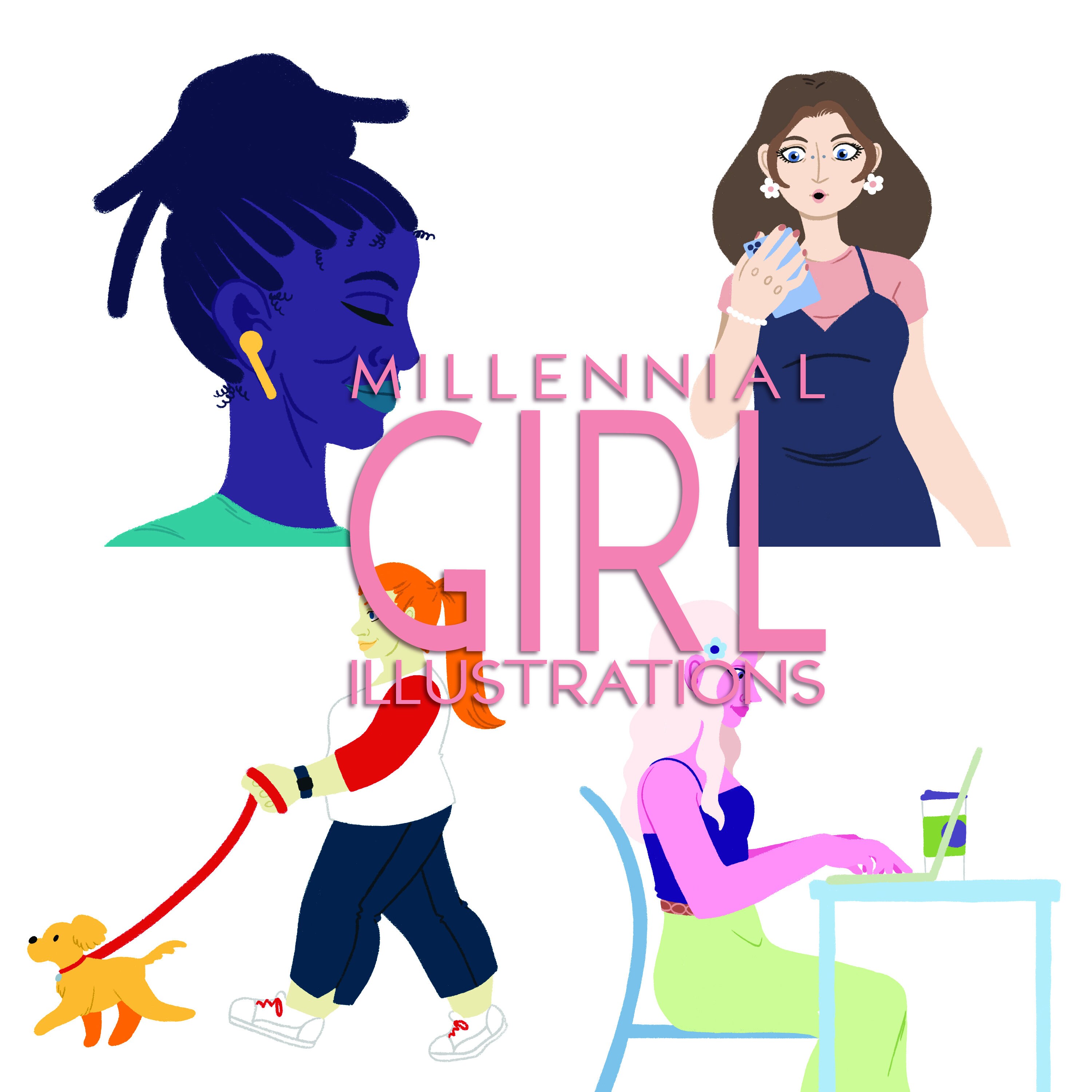 Millennial Girl Stock Illustrations JPEG - Etsy Italia