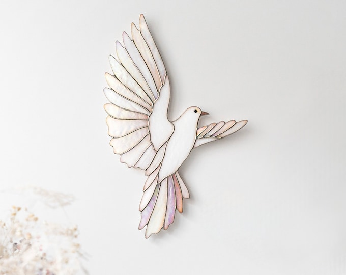 Handmade Stained Glass White Dove Suncatcher Etsy