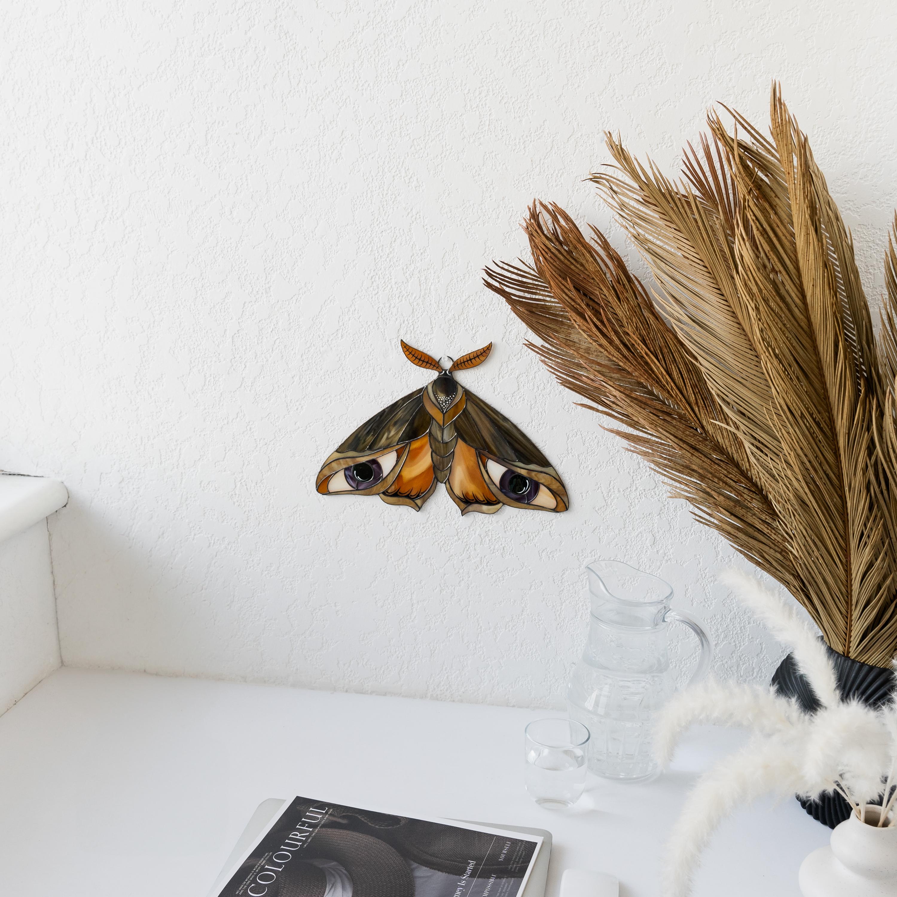 Stained Glass Moth Wall Hanging Decor Bohemian Moth Wall Decor Nature ...