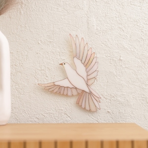 Stained Glass White Dove Wall Decor, Dove of Peace Wall Hanging, Cozy ...
