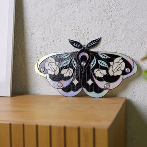 Large Stained Glass Moth Wall Hanging, Boho Wall Decoration, Butterfly ...