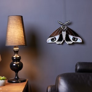 Celestial Stained Glass Moth Wall Hanging Peacock Feather Art Butterfly ...