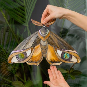 Stained Glass Moth Wall Hanging Decor Bohemian Moth Wall Decor Nature ...