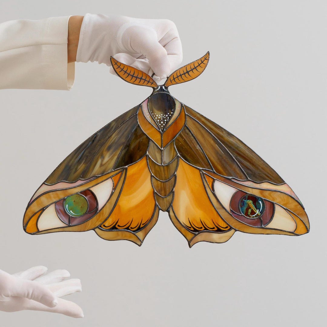 Stained Glass Moth Wall Hanging Decor Bohemian Moth Wall Decor Nature ...