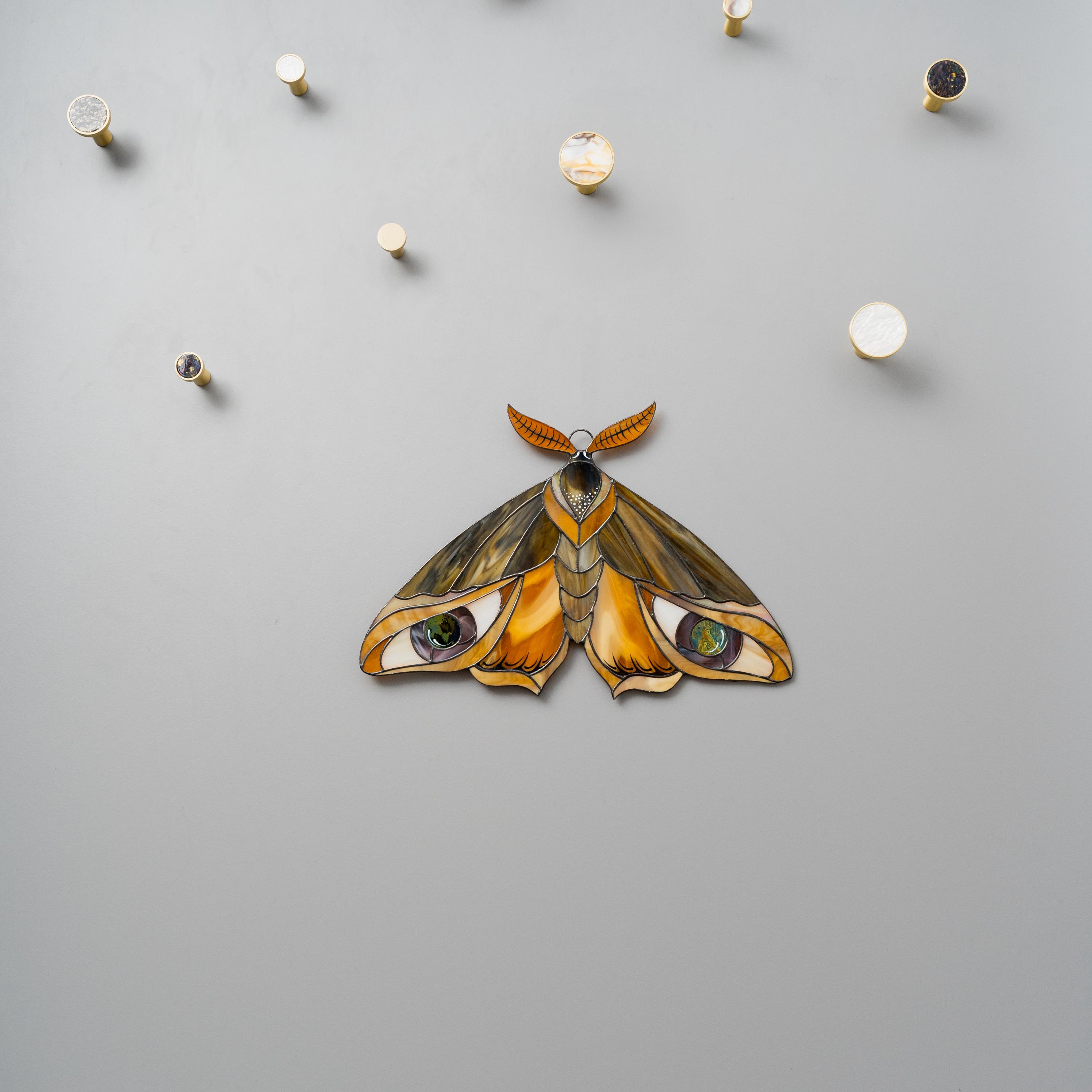 Stained Glass Moth Wall Hanging Decor Bohemian Moth Wall Decor Nature ...