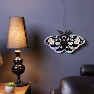 Large Stained Glass Moth Wall Hanging, Boho Wall Decoration, Butterfly ...