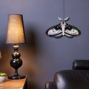 Stained Glass Moth Wall Decor, Hand Painted Mountains Wall Hanging ...