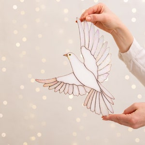 Stained Glass White Dove Wall Decor, Dove of Peace Wall Hanging, Cozy ...